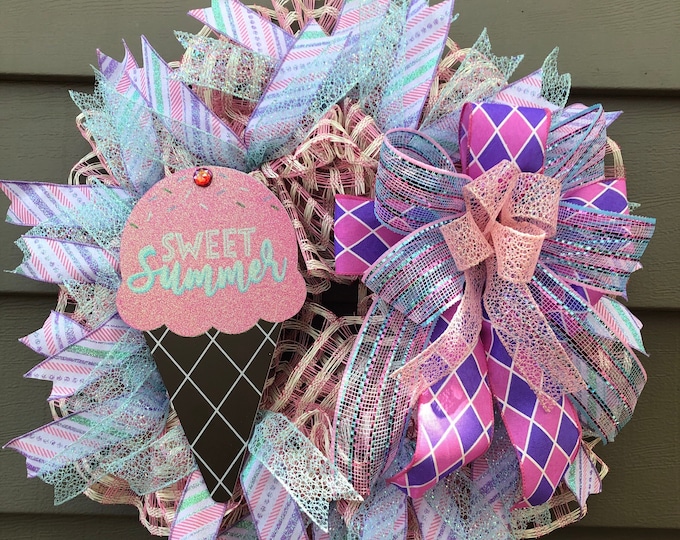 Summer Wreath, Ice Cream Cone Wreath, Fun Wreath, Welcome Wreath ...