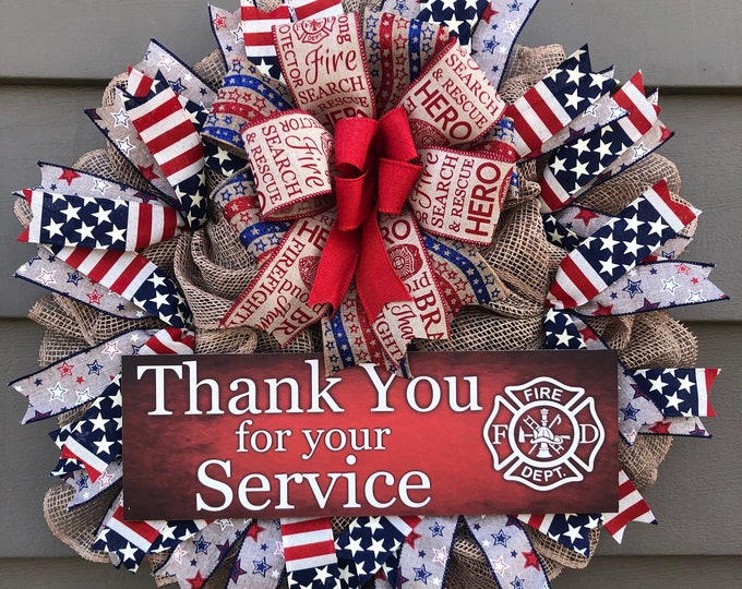 Firefighter Wreath, Firefighter Door Wreath, Support Firefighters ...
