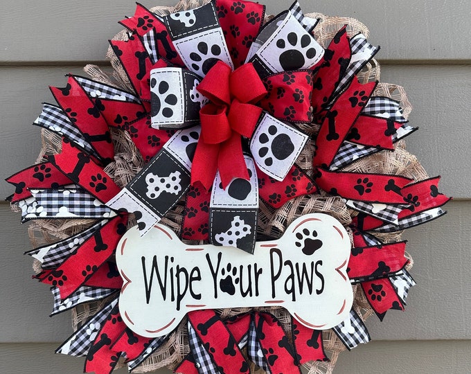 Dog Wreath, Front Door Decor, Dog Rescue Wreath, Dog Themed Wreath, Dog ...