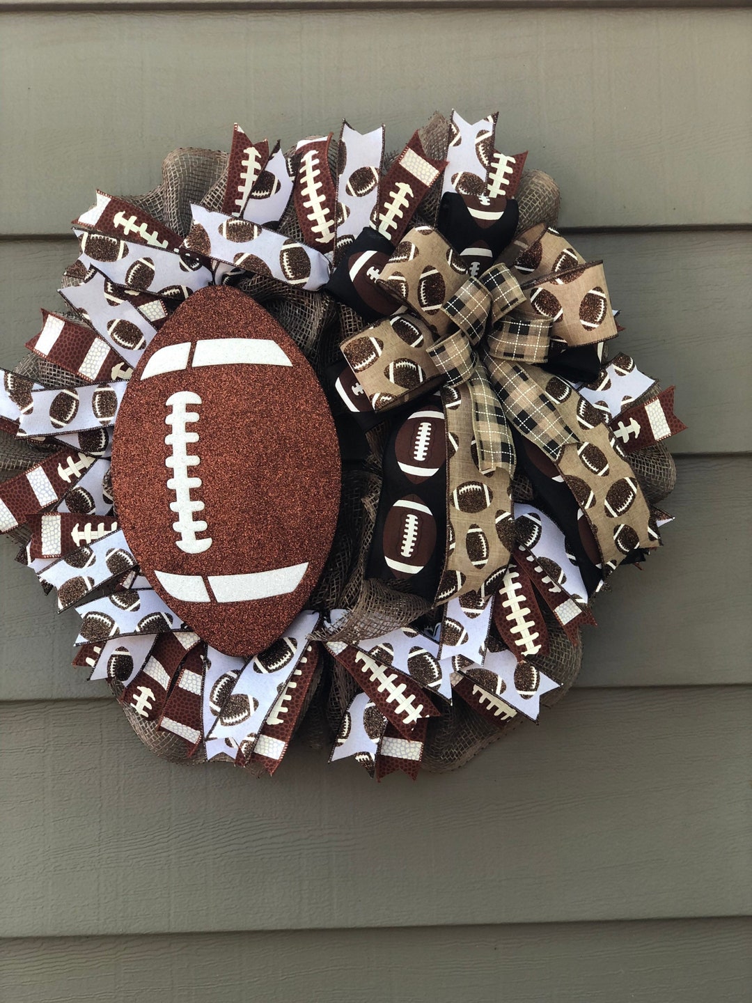 Football Wreath, Football Door Wreath, Fathers Day Gift, Mancave Decor ...
