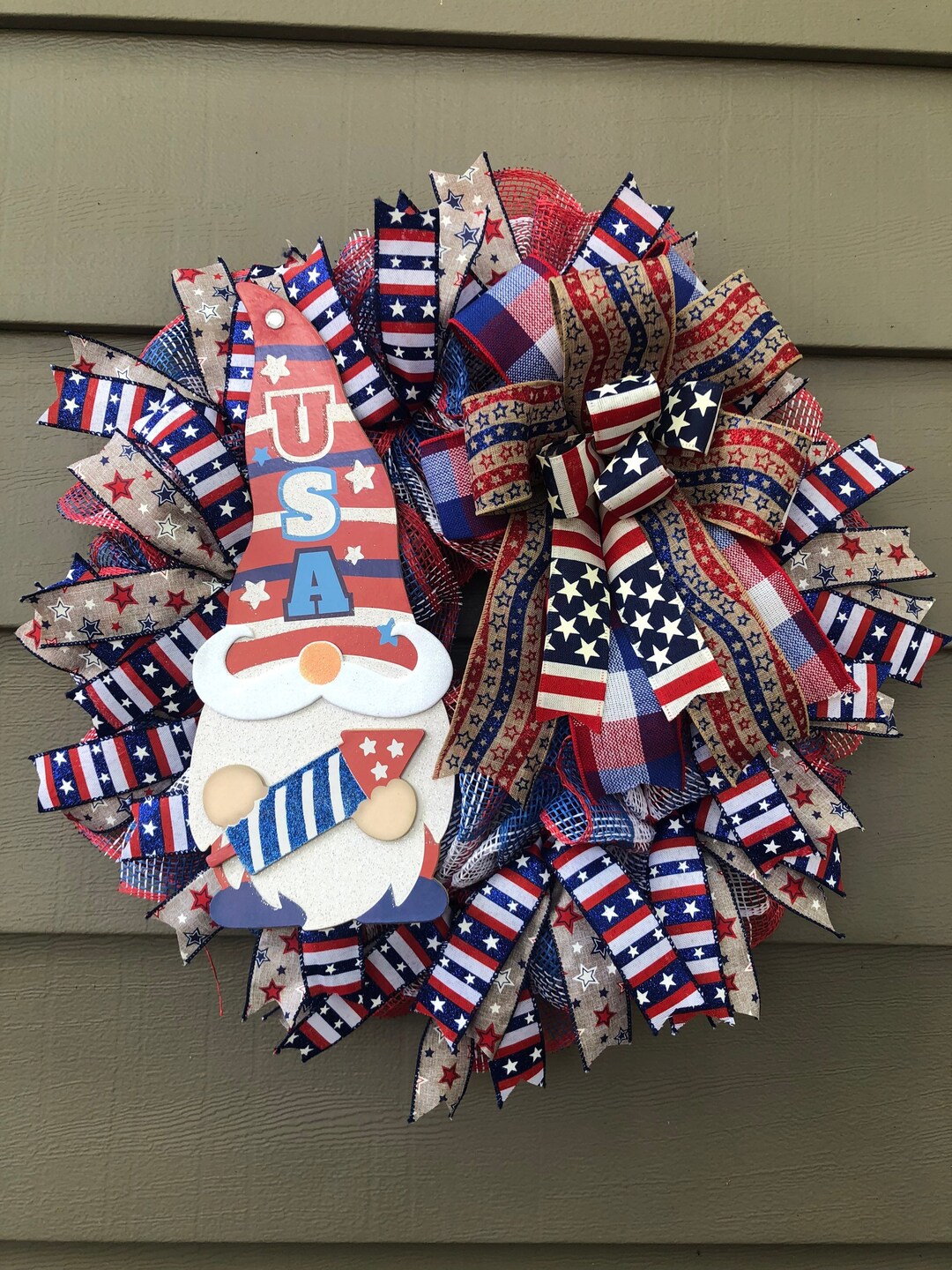 Patriotic Wreath, Memorial Day Wreath, Military Wreath, Red White Blue ...