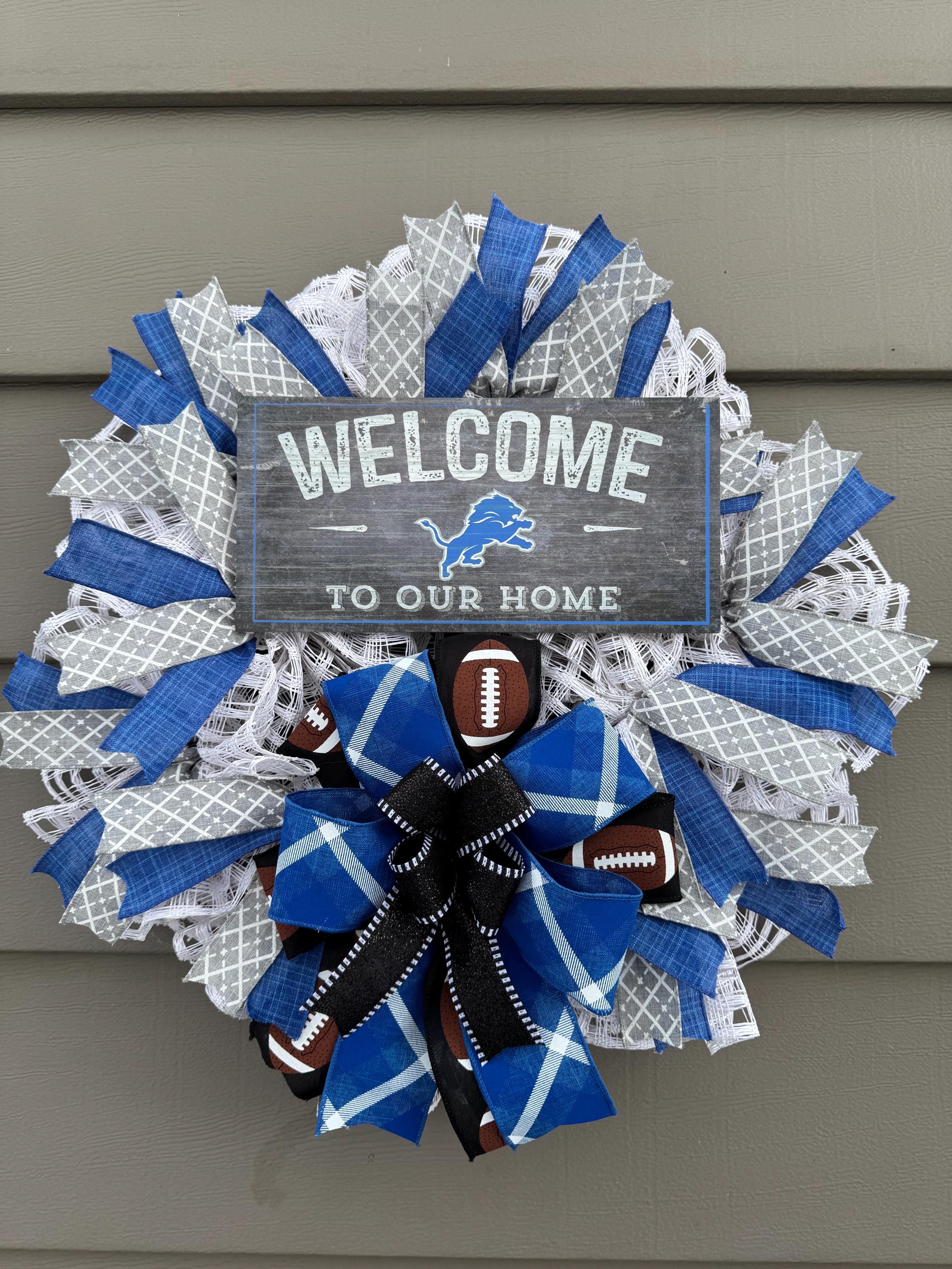 Detroit Lions Wreath, Lions Wreath, Father's Day Gift, Mancave Decor ...