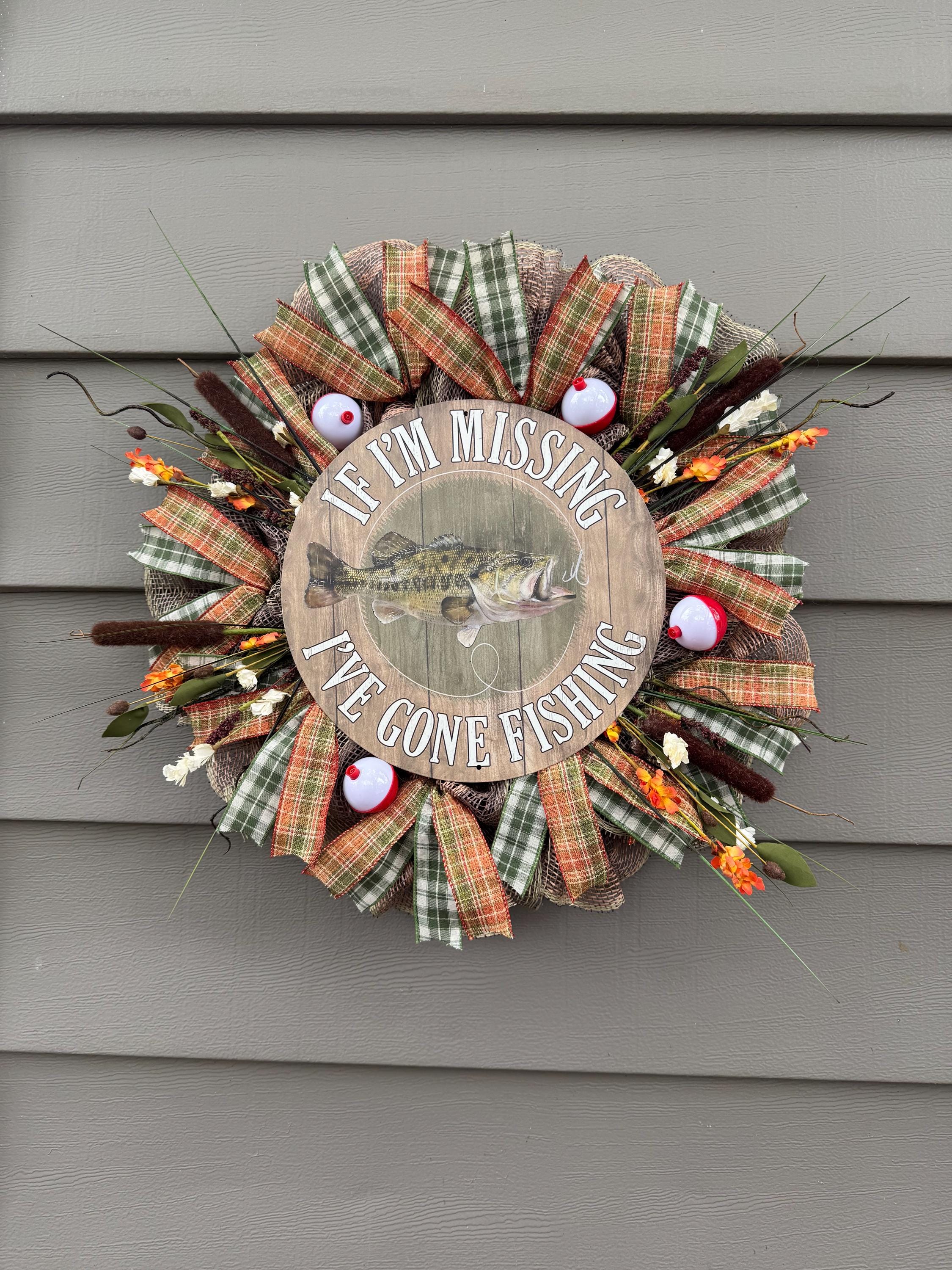 Fishing Wreath, Fishing Decor, Father's Day Gift, Lake Front Door ...
