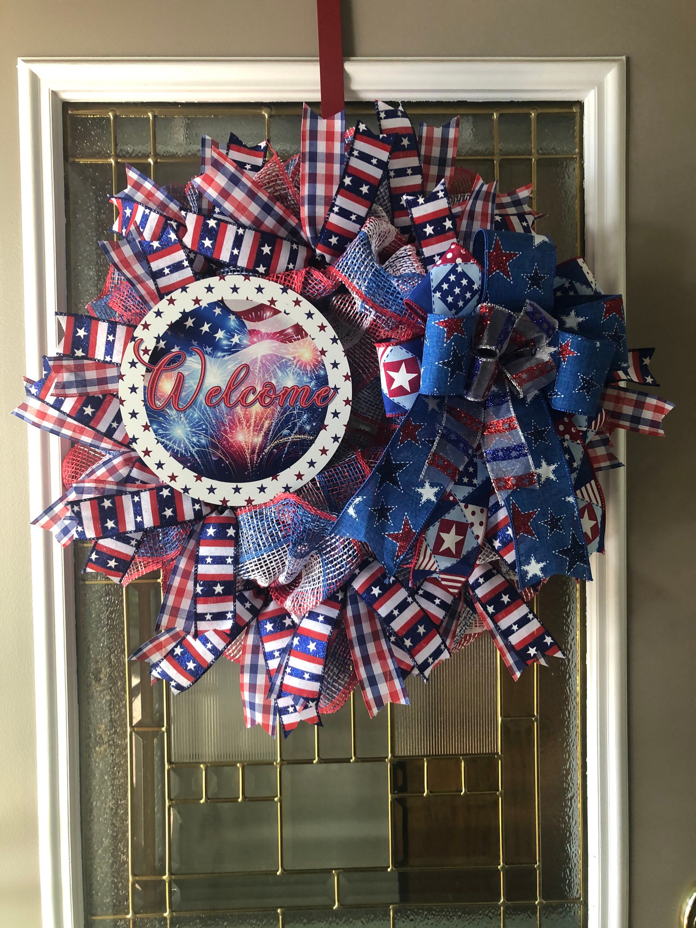 Patriotic Wreath, Memorial Day Wreath, Military Wreath, Red White Blue ...