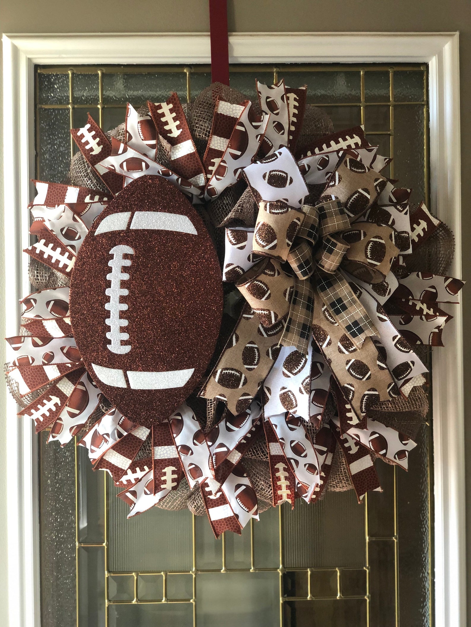 Football Wreath, Football Door Wreath, Fathers Day Gift, Mancave Decor ...