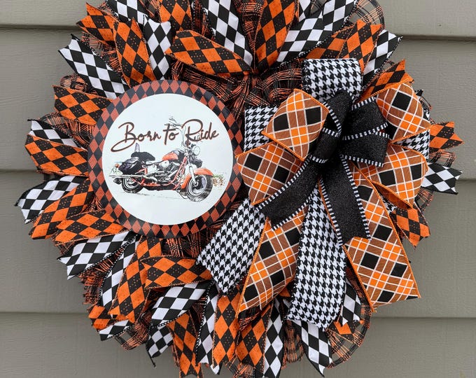 Harley Davidson Wreath, Harley Wreath, Harley Gift, Motorcycle Decor ...