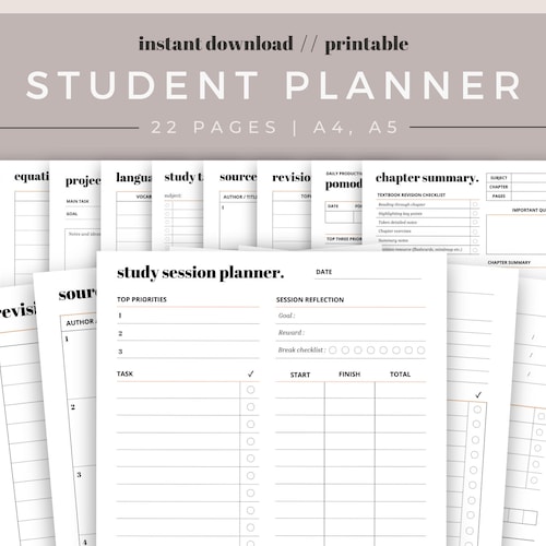Printable Student Planner Academic Planner Printable College - Etsy Canada