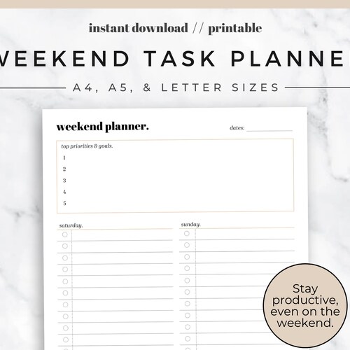 Weekend Planner Printable Weekend Task Planner To-do List - Etsy