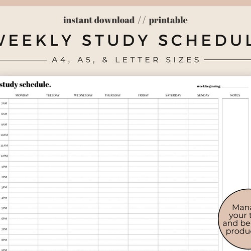 Minimalist Revision Timetable Printable Set Study Schedule - Etsy UK