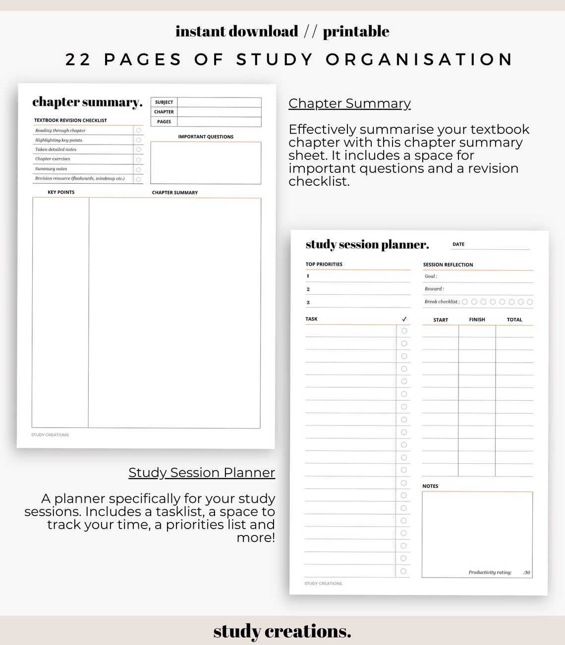 Student Planner Printable Study Planner Study Organiser - Etsy Australia