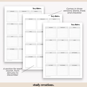 Summary of Key Dates | Important Dates | Yearly Planner | Year at a ...