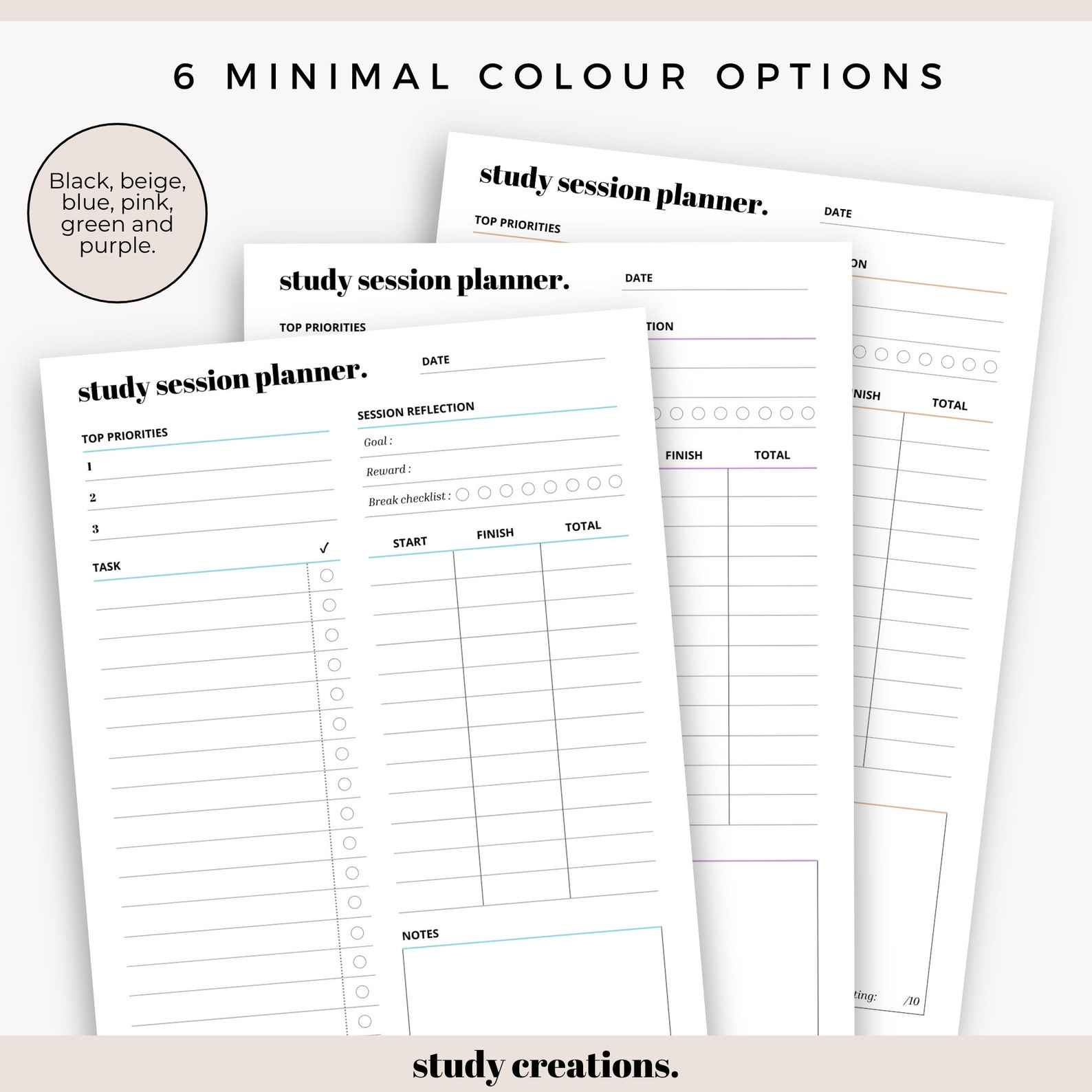 Study Session Planner Printable | Study Planner | Student Organiser ...