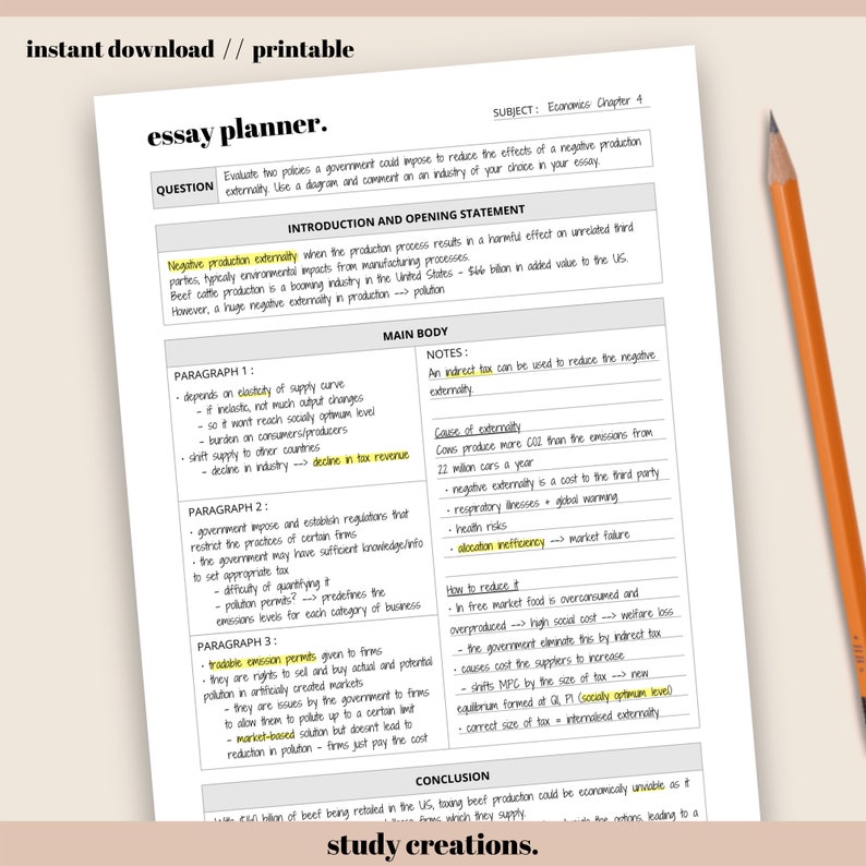 Essay Planner Printable for Students Essay Writing Template - Etsy