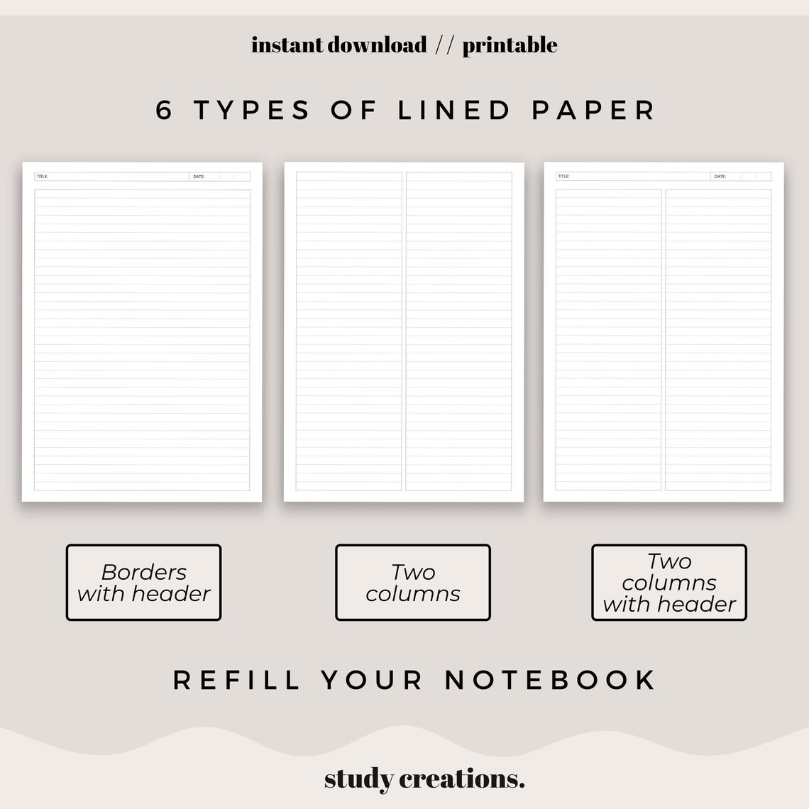 Lined Note-taking Paper Printable Pack Note Paper Printables for ...
