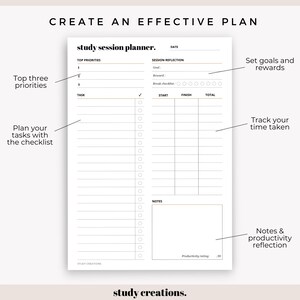 Study Session Planner Printable | Study Planner | Student Organiser ...
