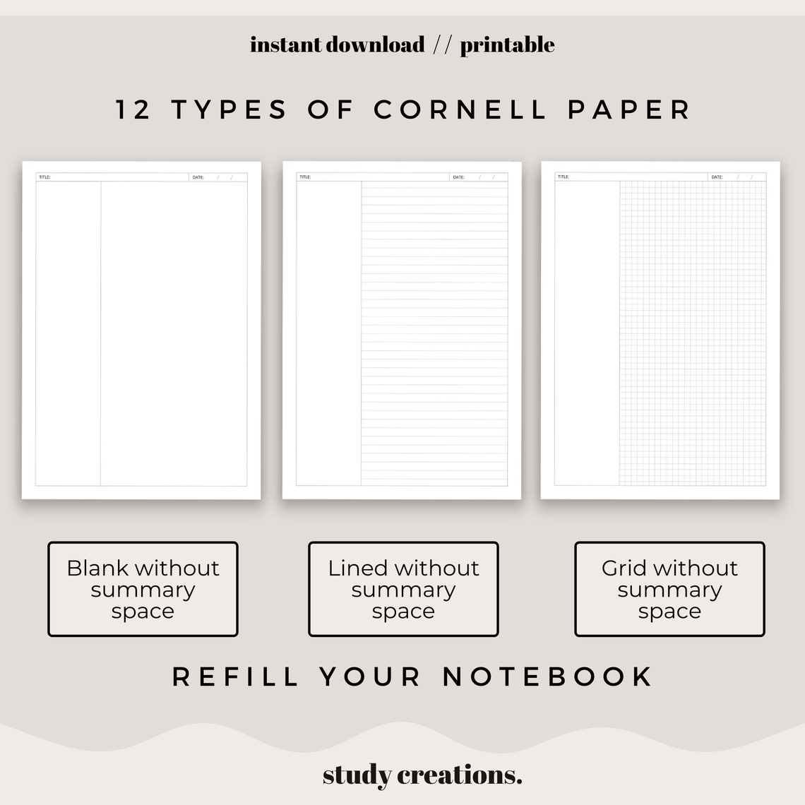 Cornell Note-taking Paper Printable Pack Student Printables - Etsy UK