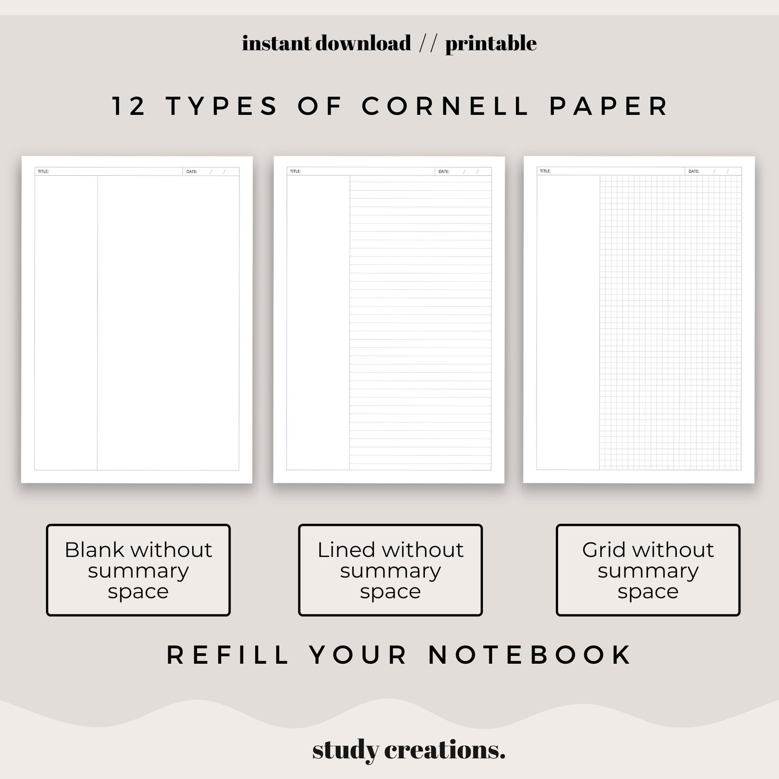 Cornell Note-taking Paper Printable Pack | Student Printables | Cornell ...