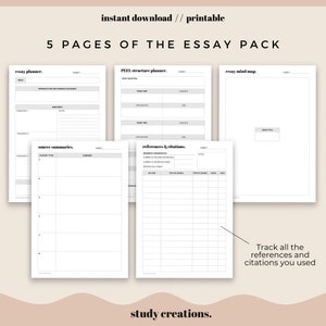 Essay Planner Printable Pack for Students | Essay Writing Template ...