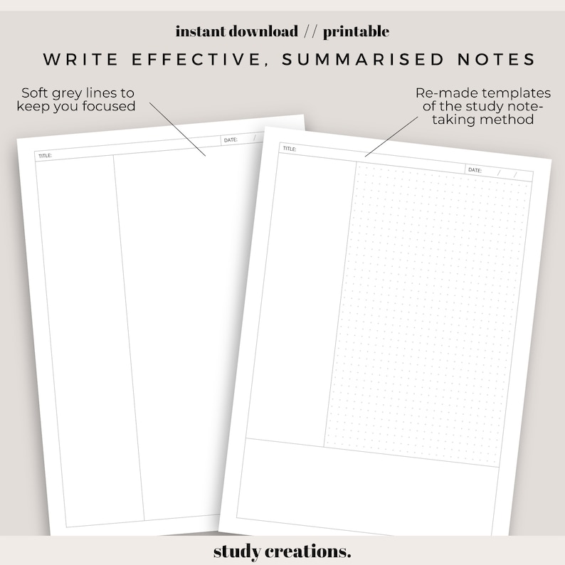 Cornell Note-taking Paper Printable Pack | Student Printables | Cornell ...