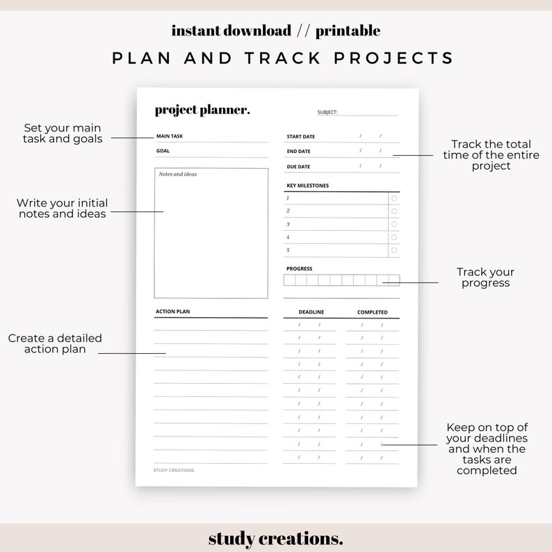 Project Planner Printable Project Management Project - Etsy