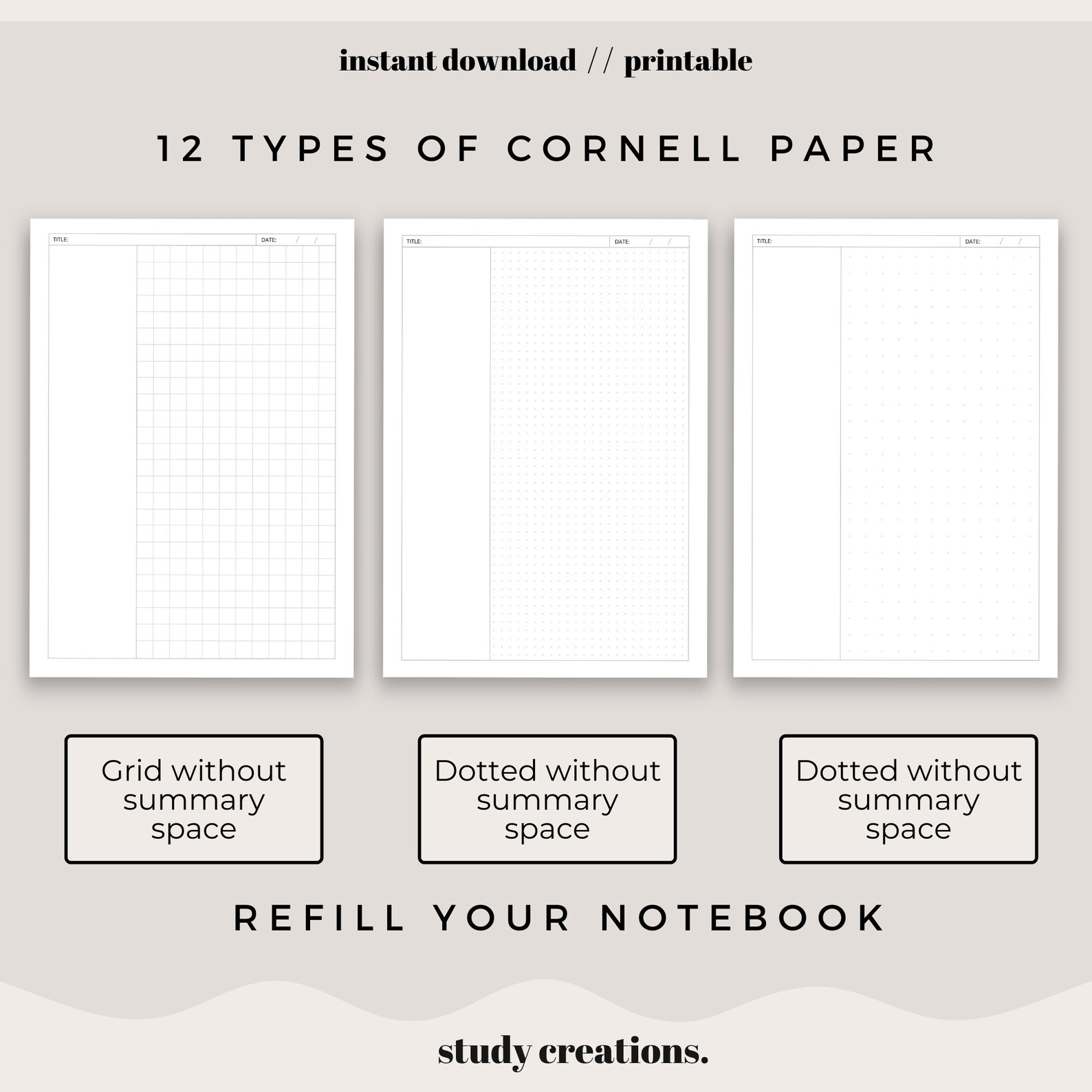 Cornell Note-taking Paper Printable Pack | Student Printables | Cornell ...