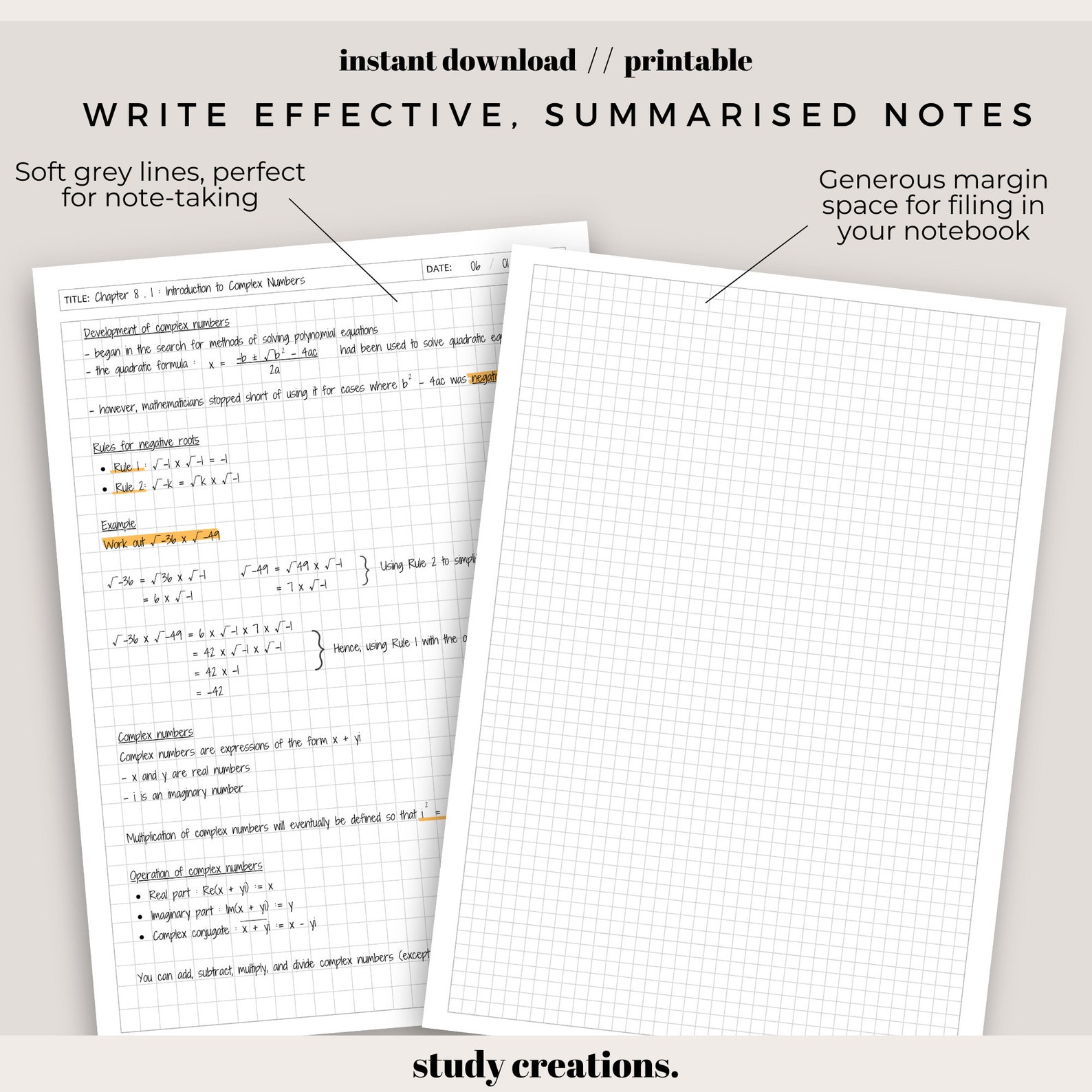 Grid Note-taking Paper Printable Pack | Note Paper | Printables for ...