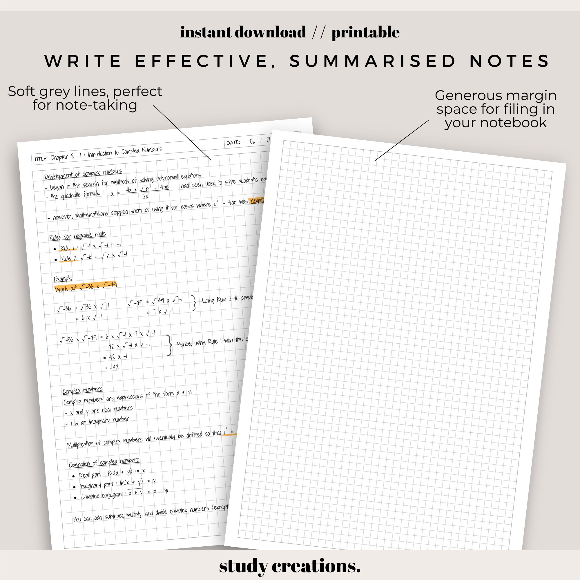 Grid Note-taking Paper Printable Pack | Note Paper | Printables for ...