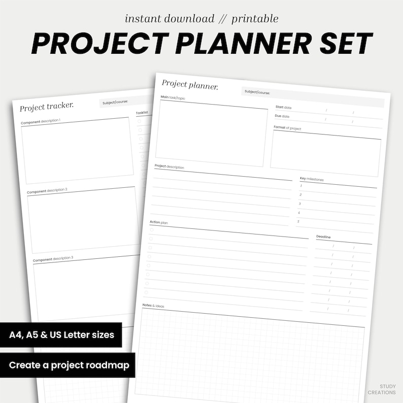 Project Planner Set | Project Management | Productivity Planner ...