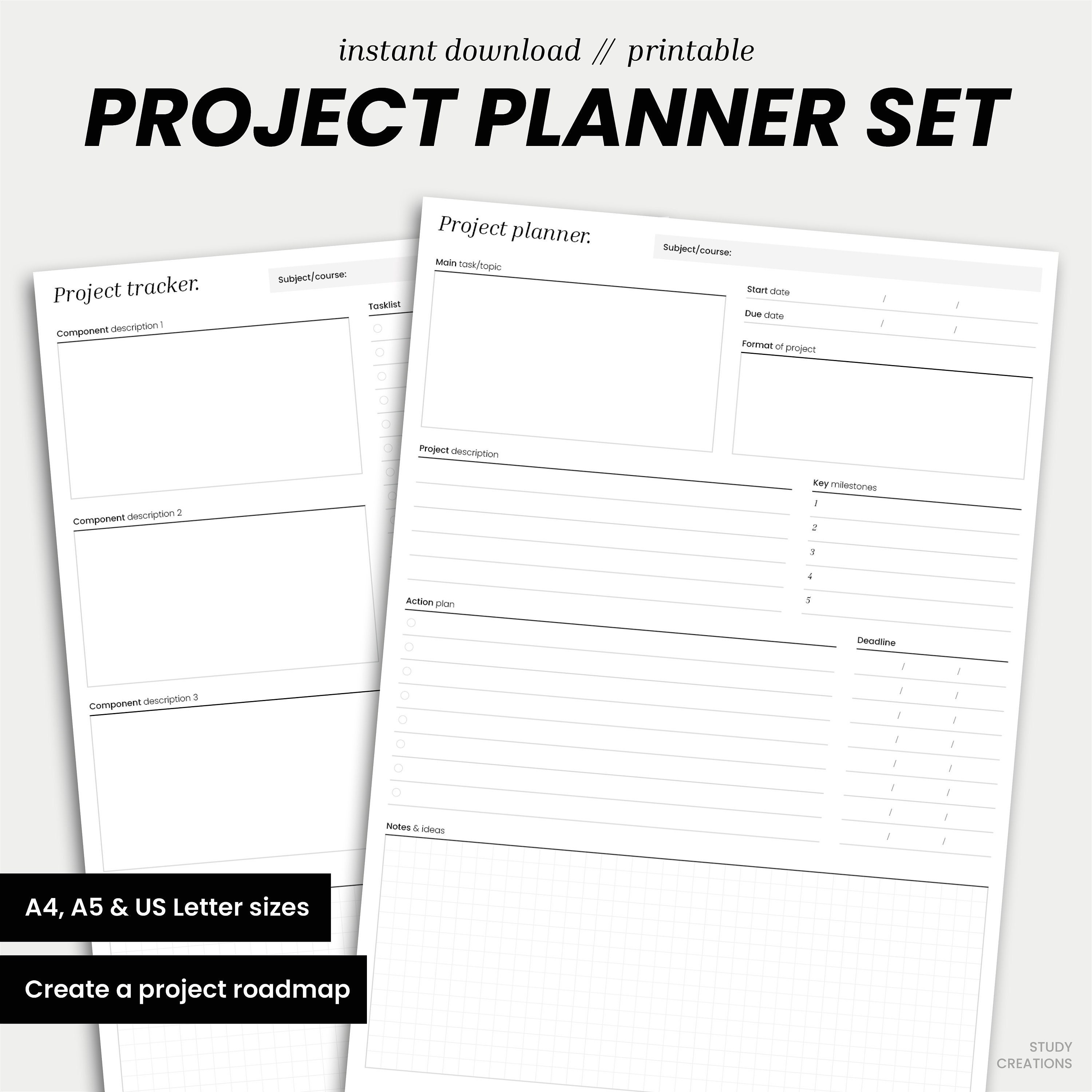 Project Planner Set Project Management Productivity - Etsy
