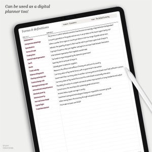 Terms & Definitions Printable | Key Terms | Student Printable ...