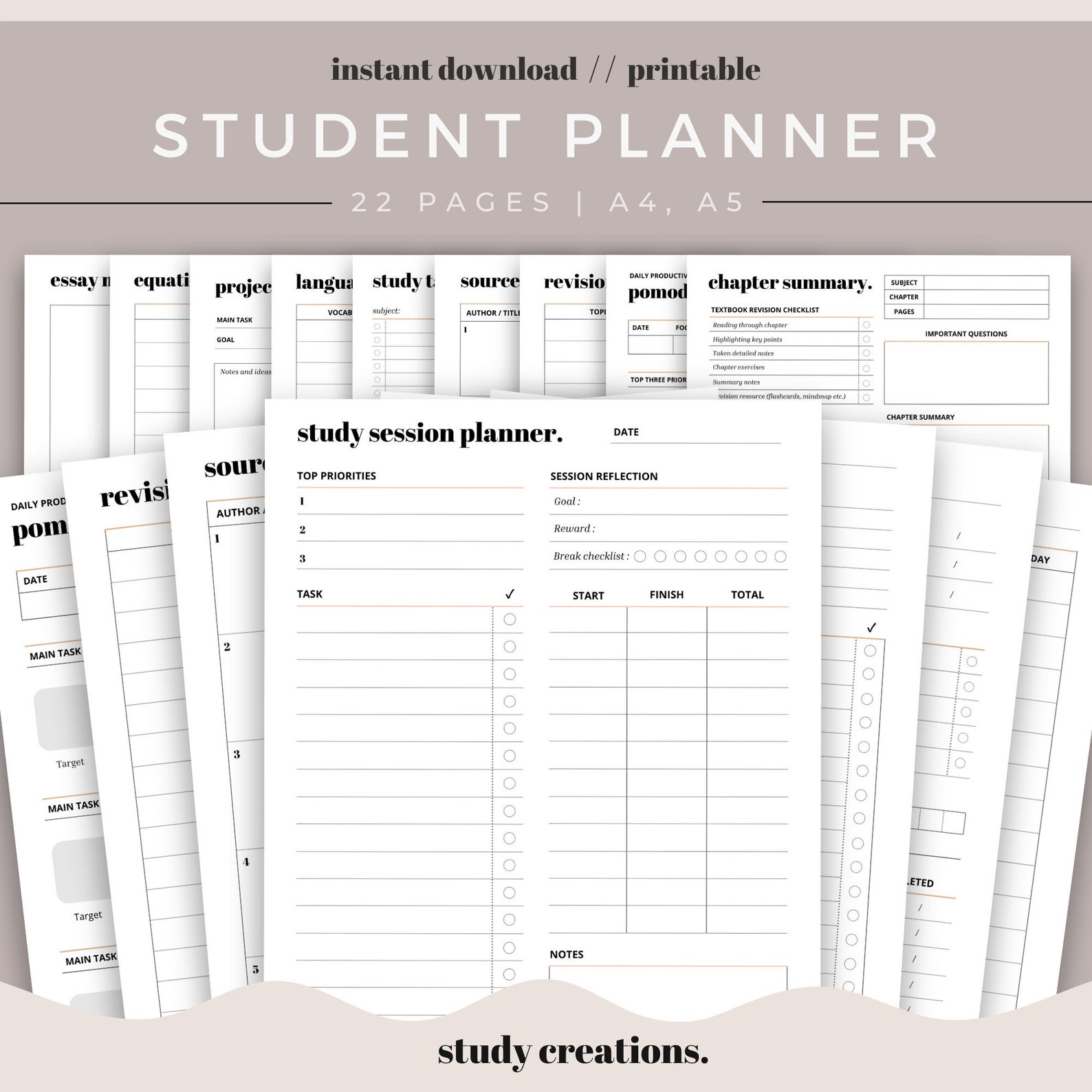 Student Planner Printable Study Planner Study Organiser - Etsy Australia