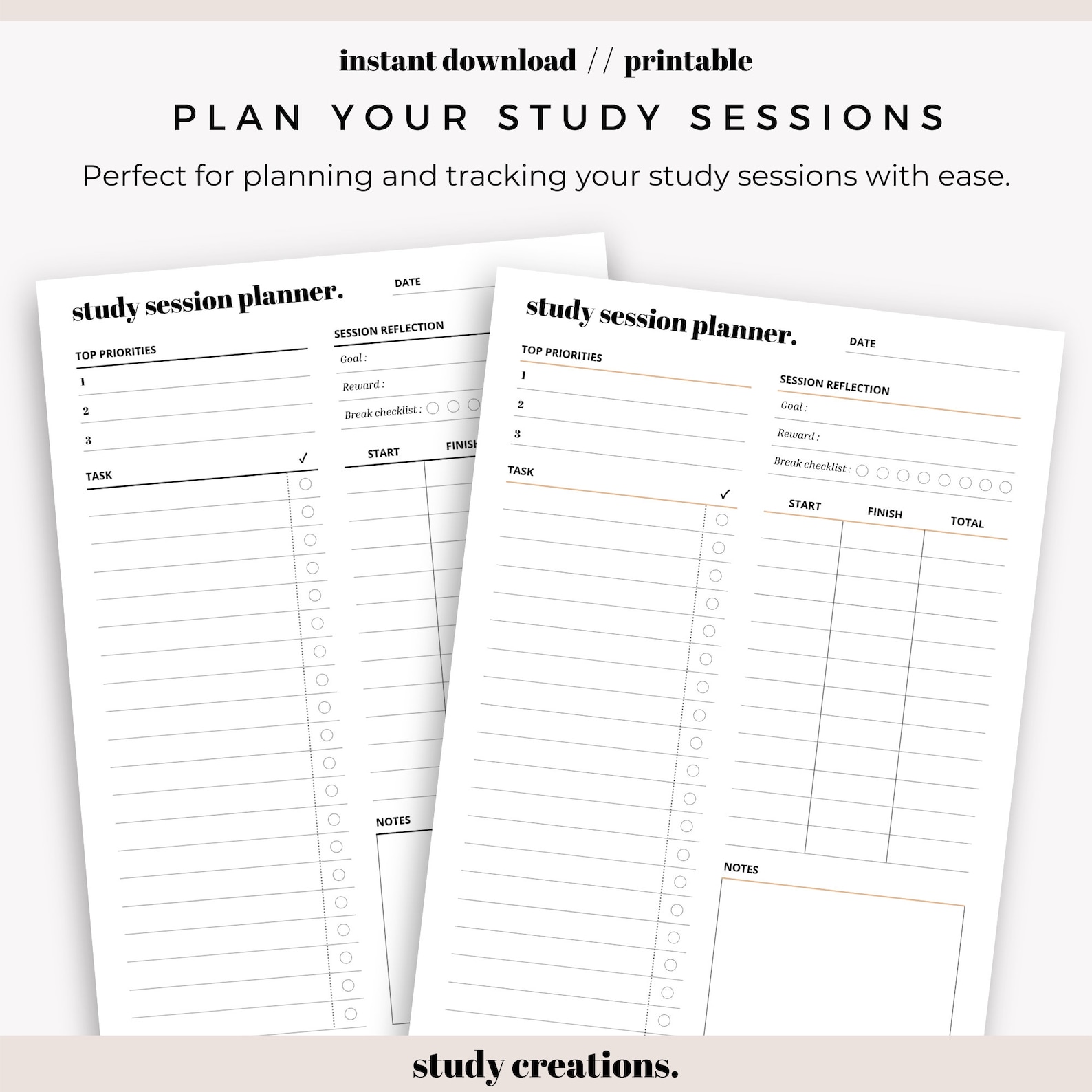 Study Session Planner Printable | Study Planner | Student Organiser ...