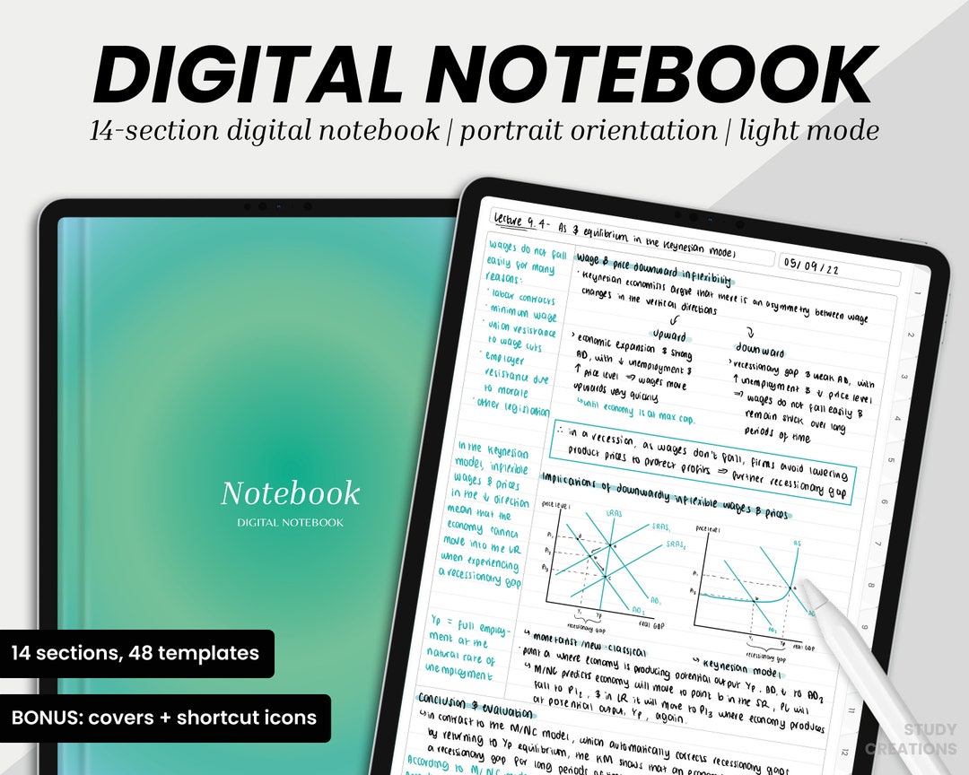 14-section Digital Notebook | Hyperlinked PDF for Goodnotes, Notability ...