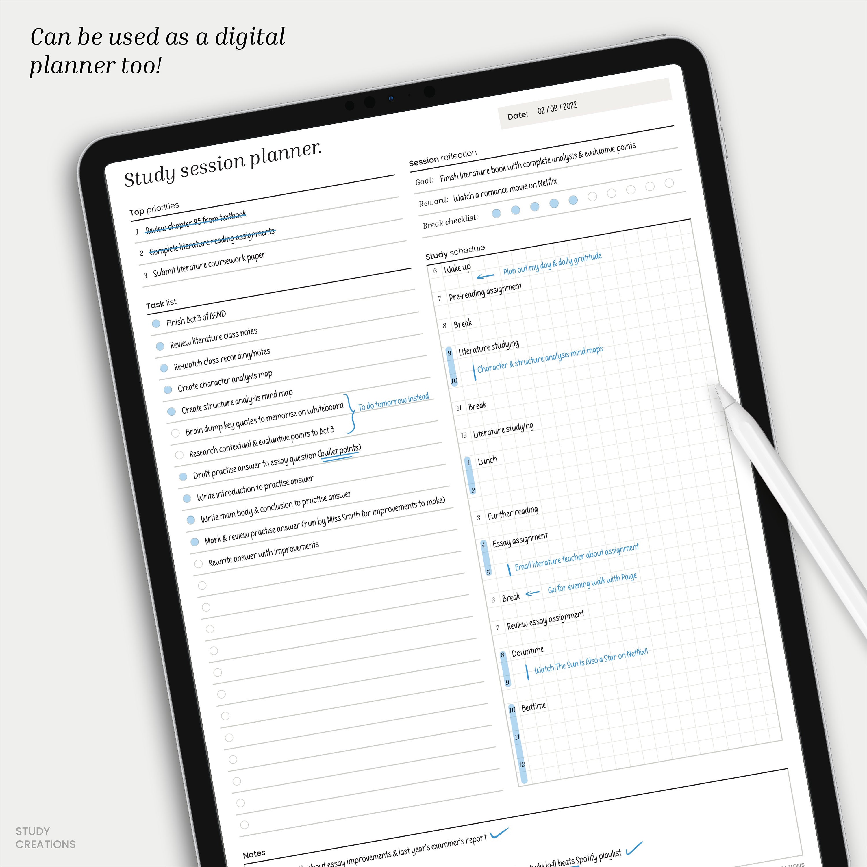 Study Session Planner | Study Planner | Student Organiser | Study ...