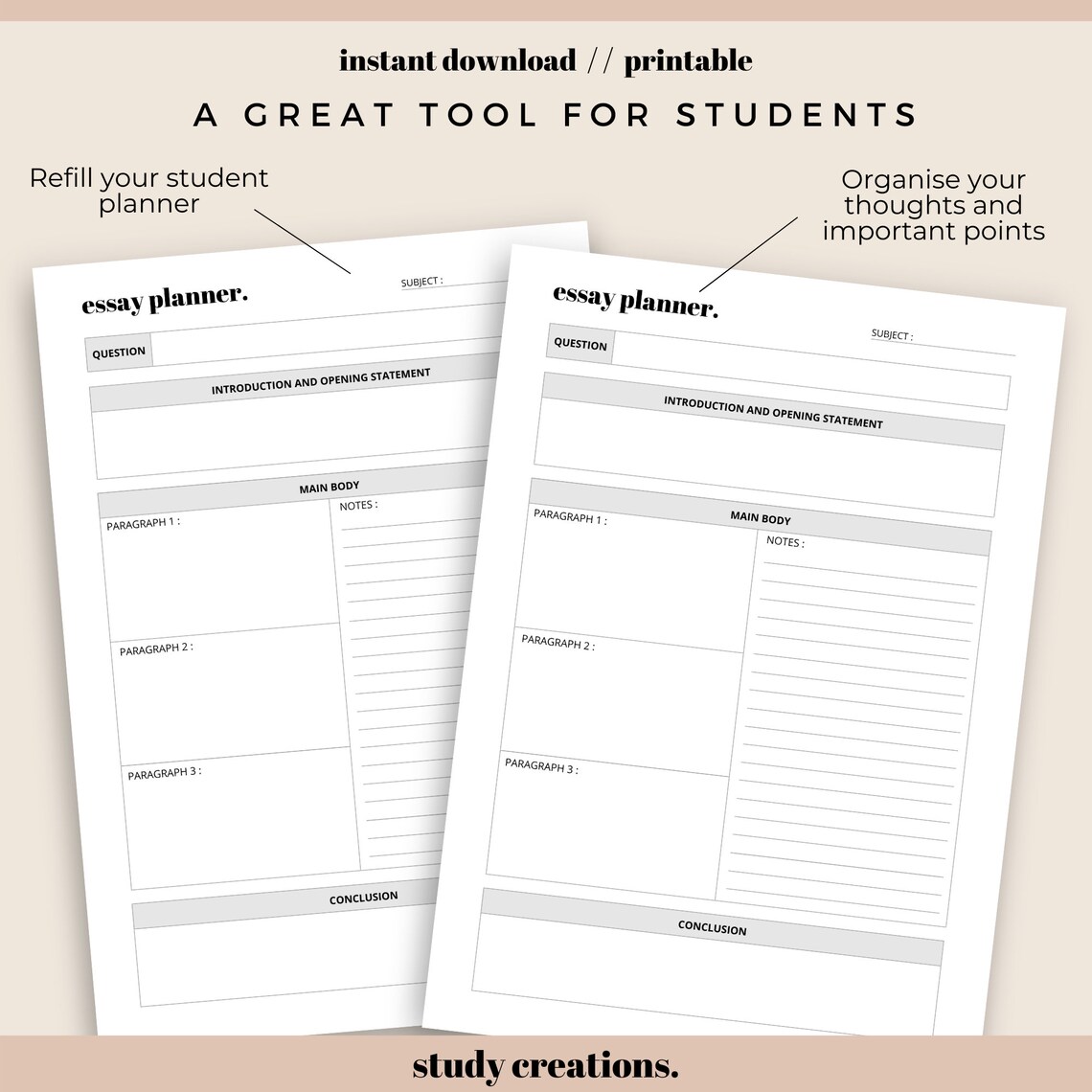 Essay Planner Printable for Students | Essay Writing Template ...
