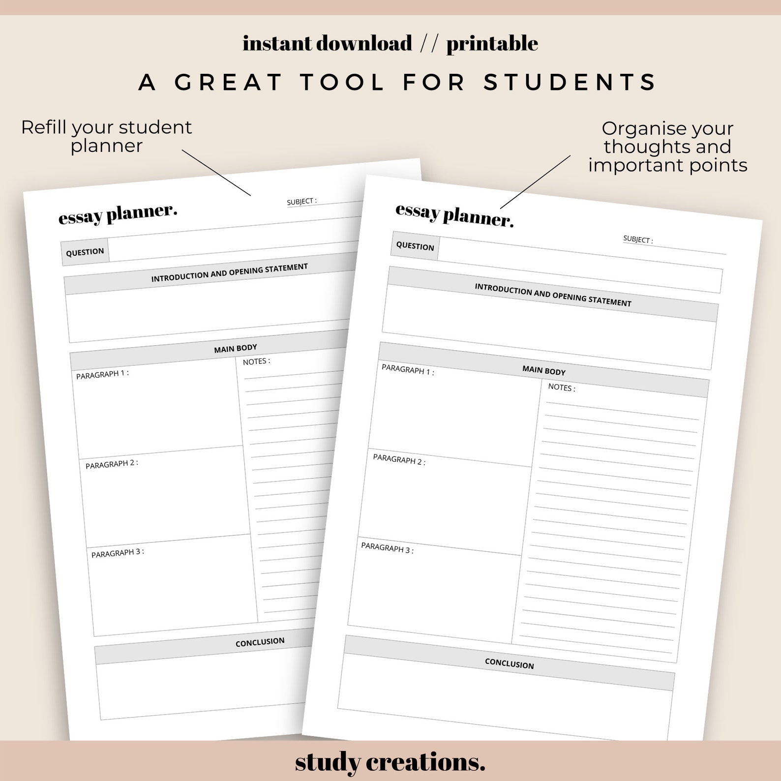 Essay Planner Printable for Students | Essay Writing Template ...