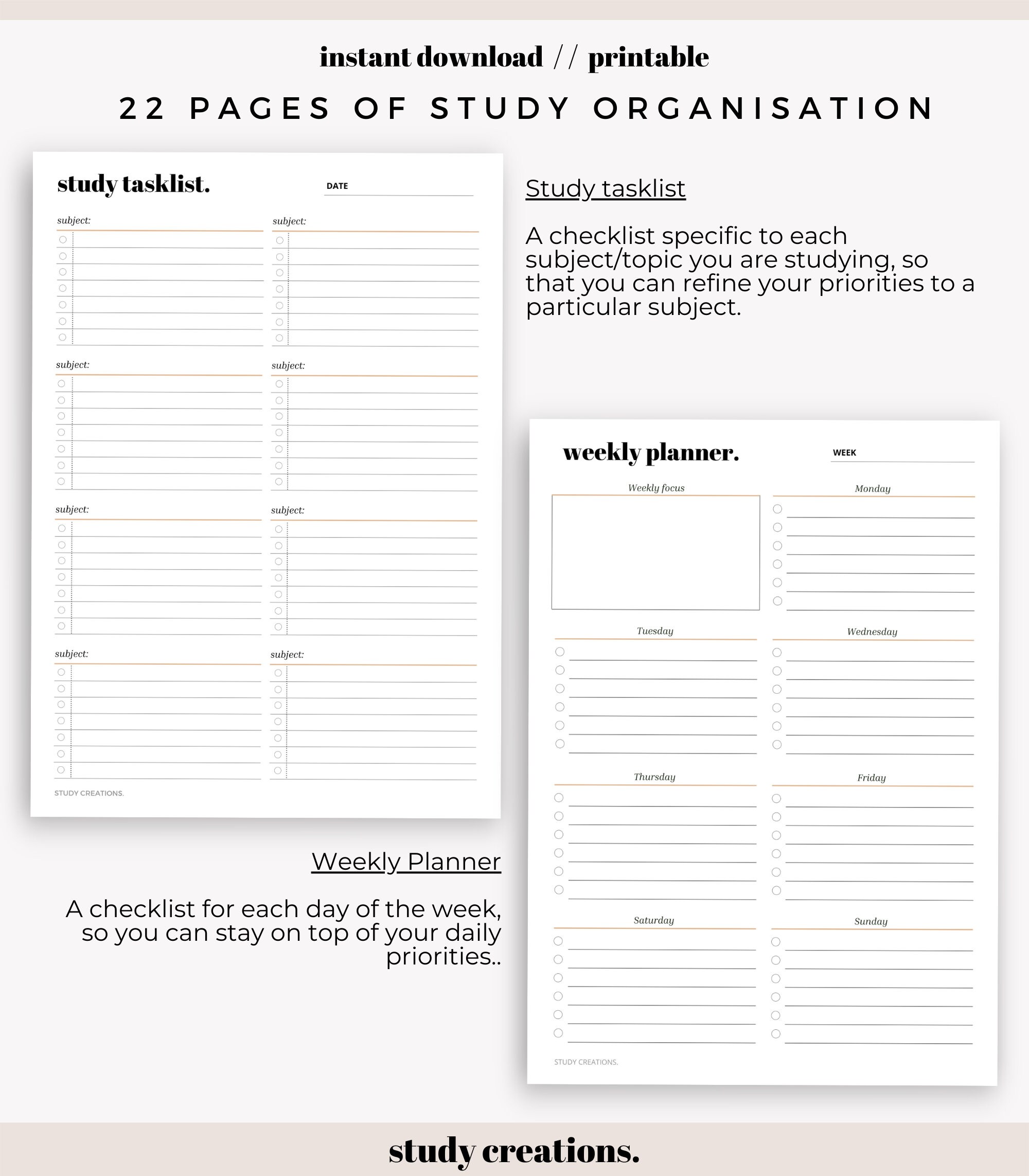 Student Planner Printable Study Planner Study Organiser | Etsy Australia