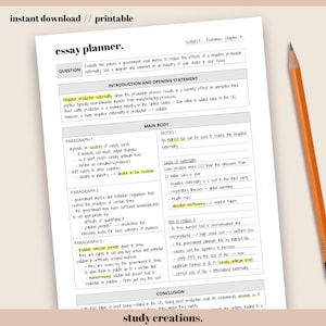 Essay Planner Printable Pack for Students | Essay Writing Template ...