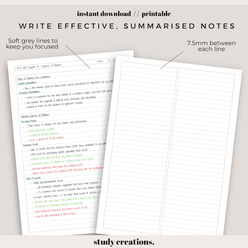 Lined Note-taking Paper Printable Pack | Note Paper | Printables for ...