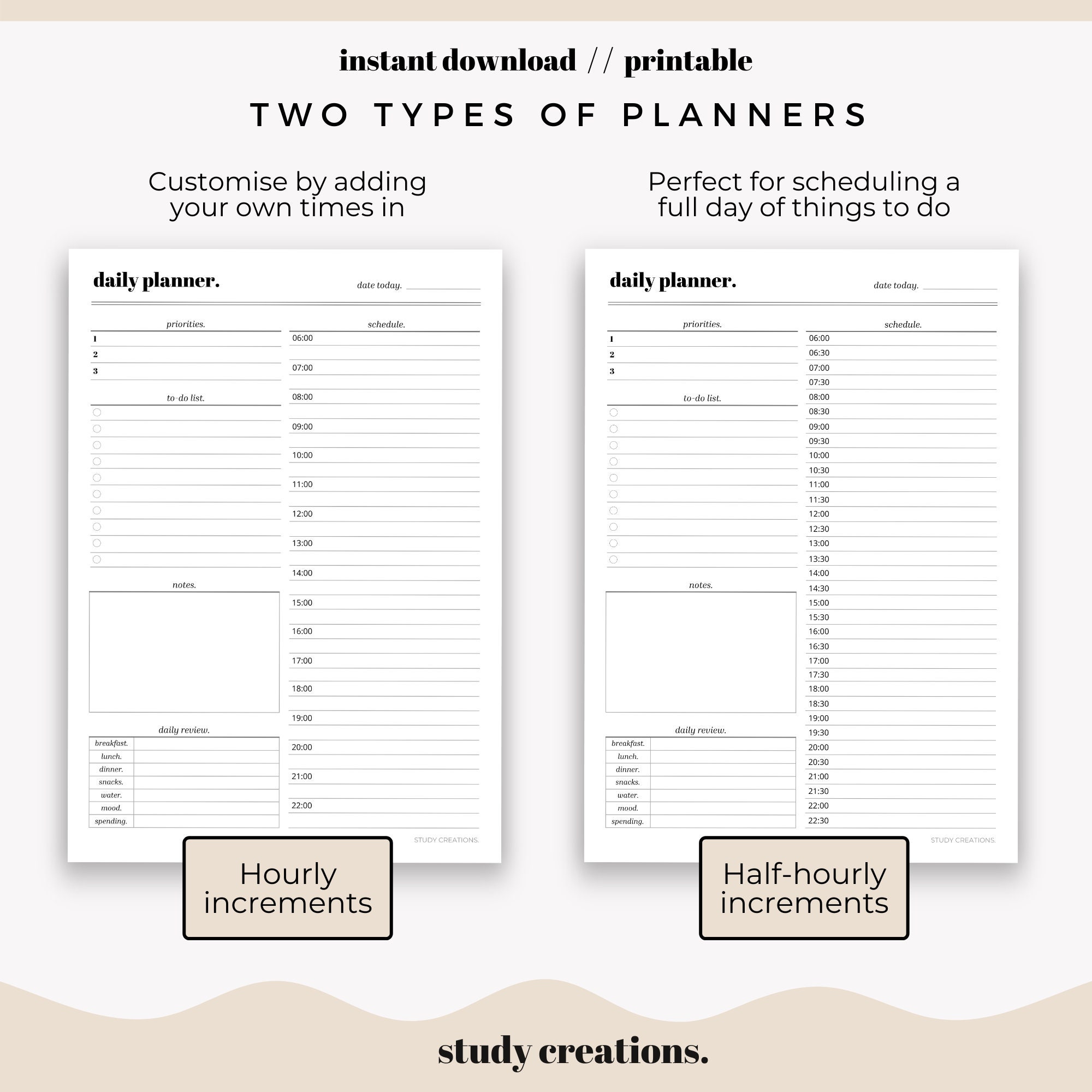 Daily Schedule & Task Planner Printable | Daily Planner | To-do List ...