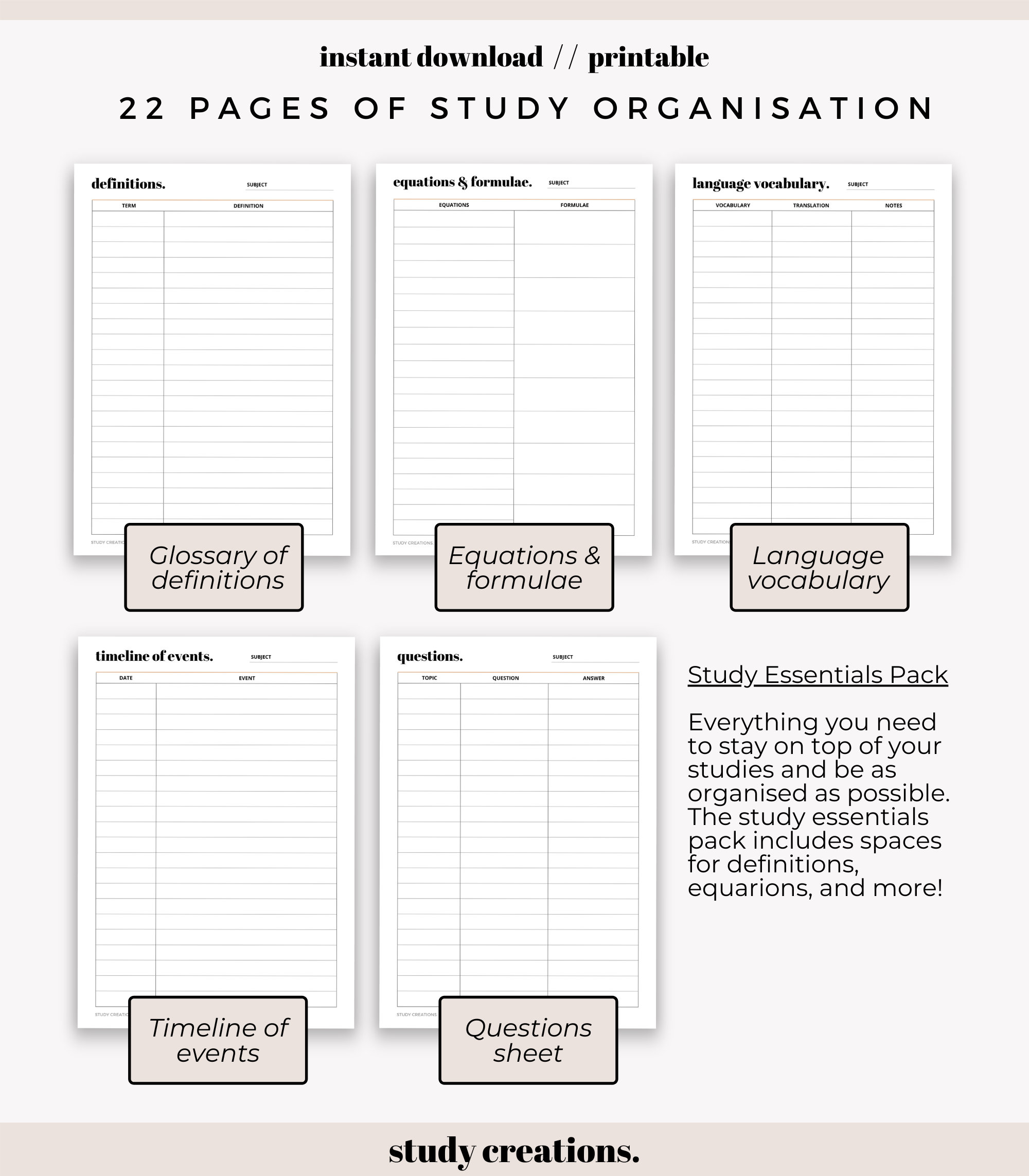 Student Planner Printable Study Planner Study Organiser - Etsy Australia