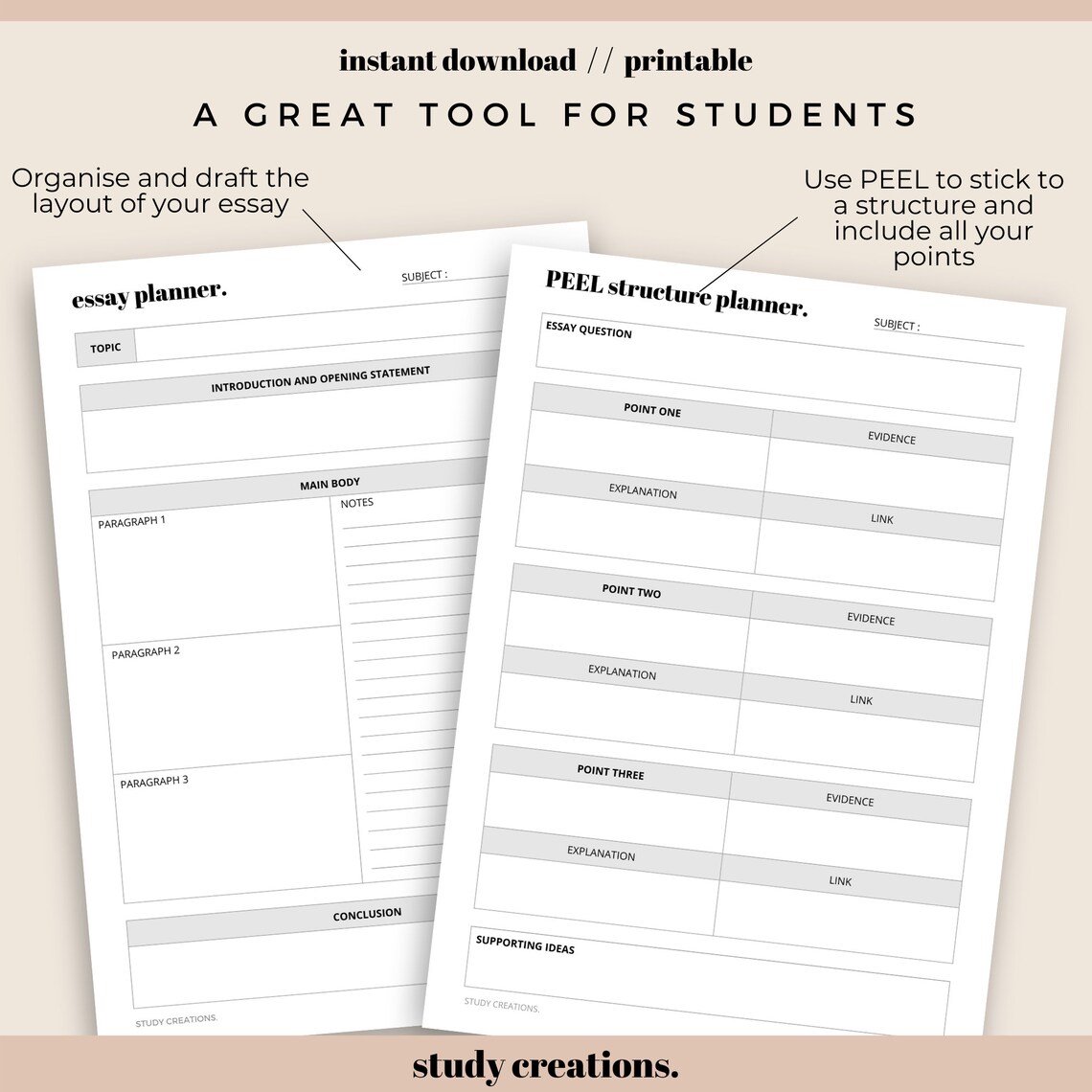Essay Planner Printable Pack for Students Essay Writing - Etsy
