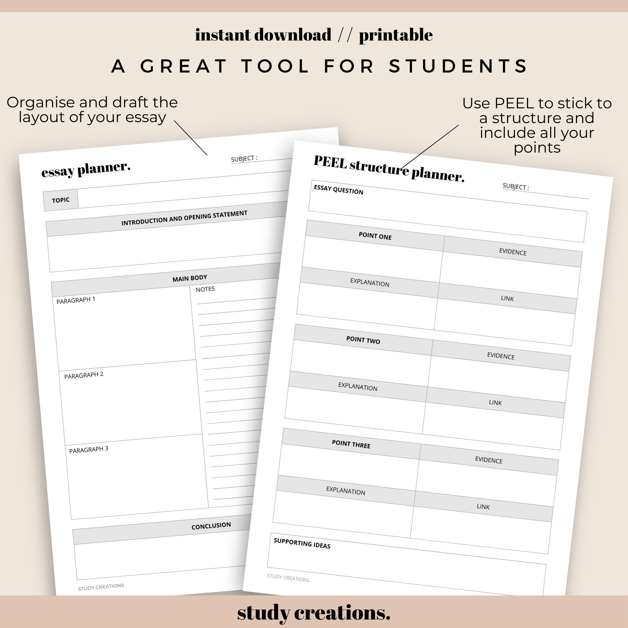 Essay Planner Printable Pack for Students Essay Writing - Etsy