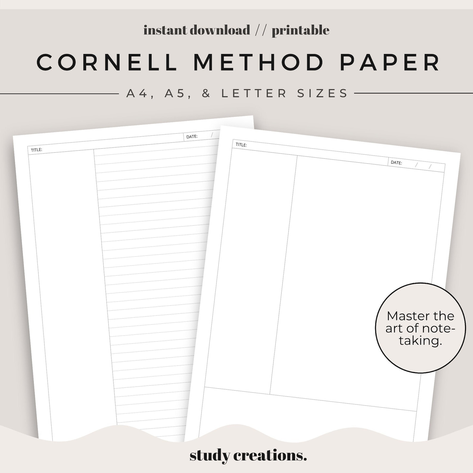 Cornell Note-taking Paper Printable Pack | Student Printables | Cornell ...