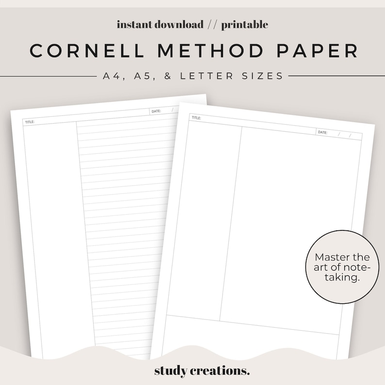 Cornell Note-taking Paper Printable Pack | Student Printables | Cornell ...