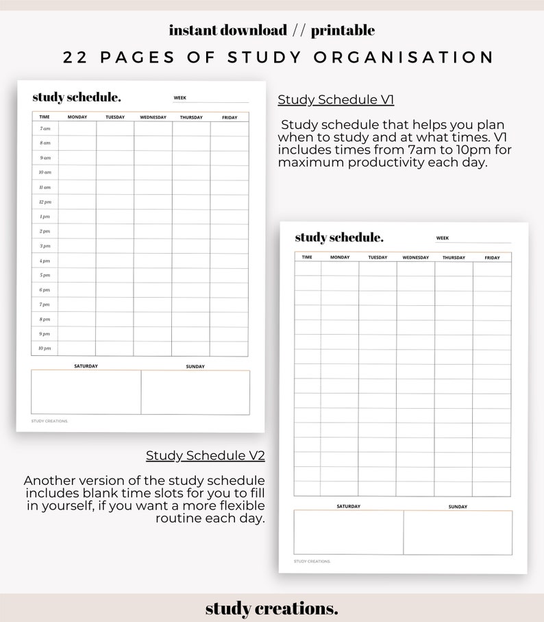 Student Planner Printable Study Planner Study Organiser - Etsy Australia