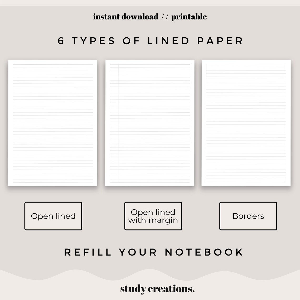 Lined Note-taking Paper Printable Pack Note Paper Printables for ...