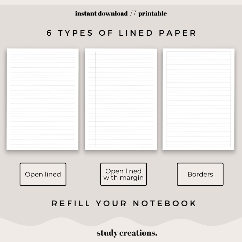 Lined Note-taking Paper Printable Pack | Note Paper | Printables for ...