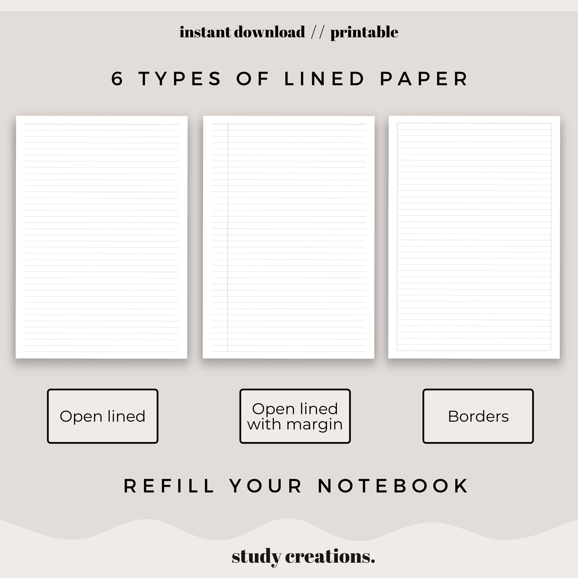 Lined Note-taking Paper Printable Pack | Note Paper | Printables for ...