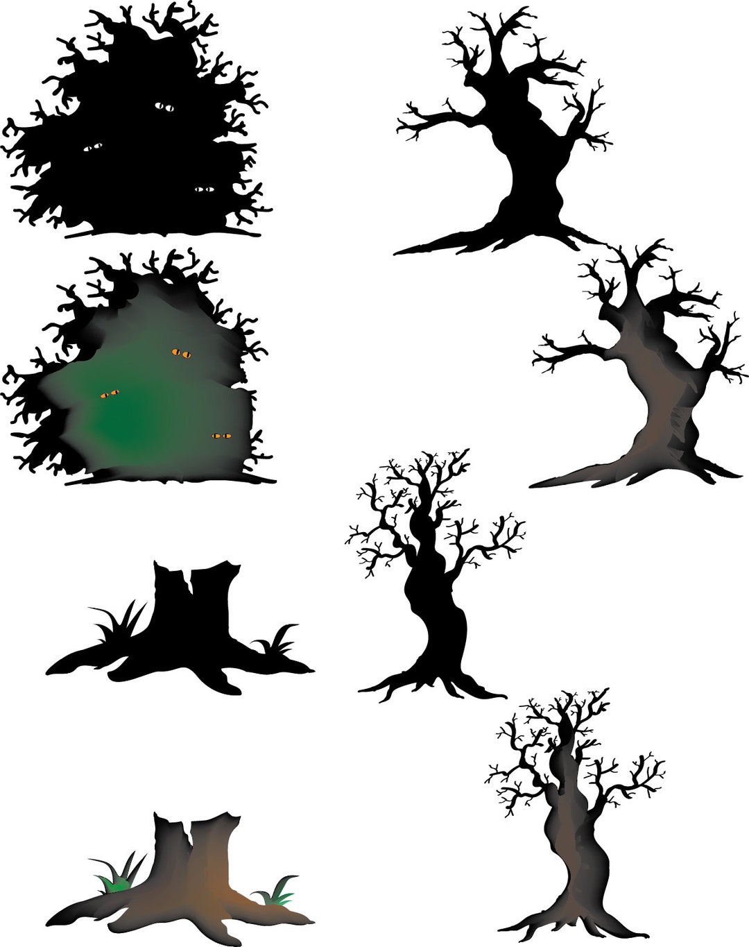 Fun Spooky Trees SVG Vector Art Collection for Halloween - Etsy